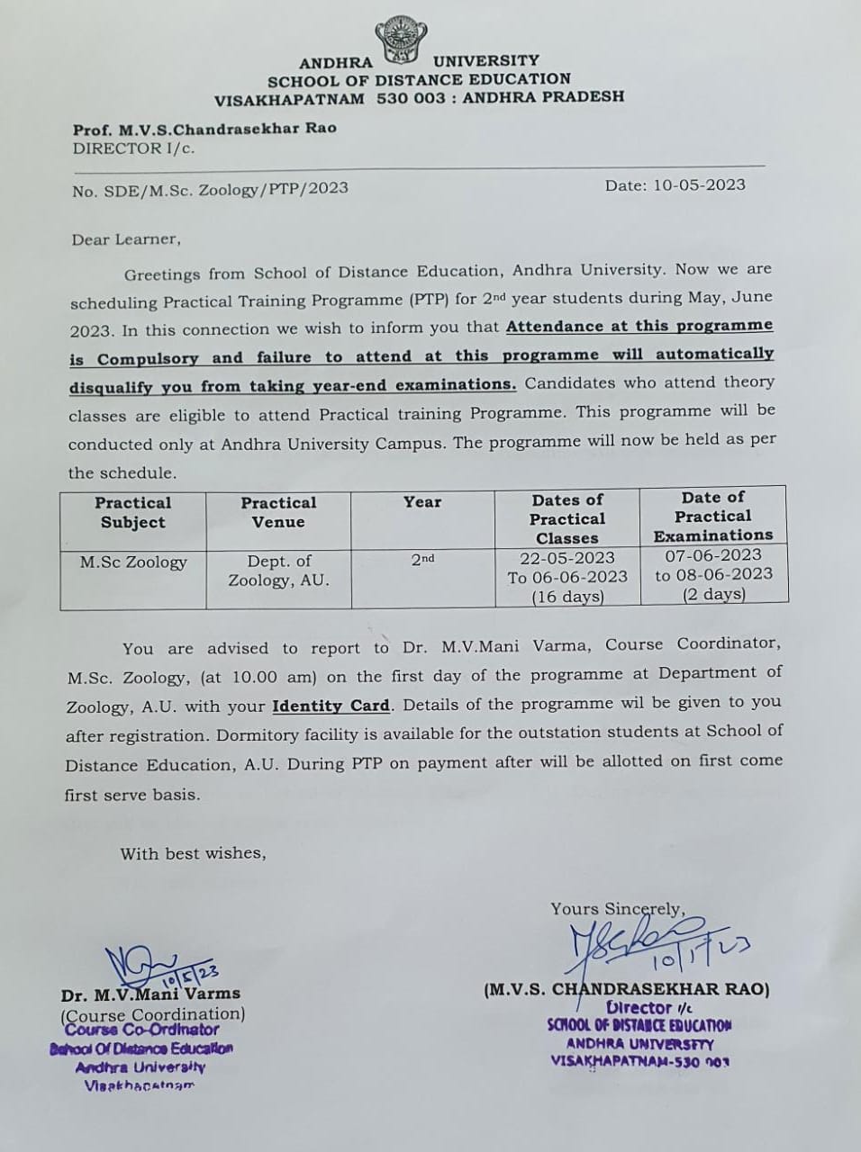 Andhra University | SDE - PG & Professional Programs