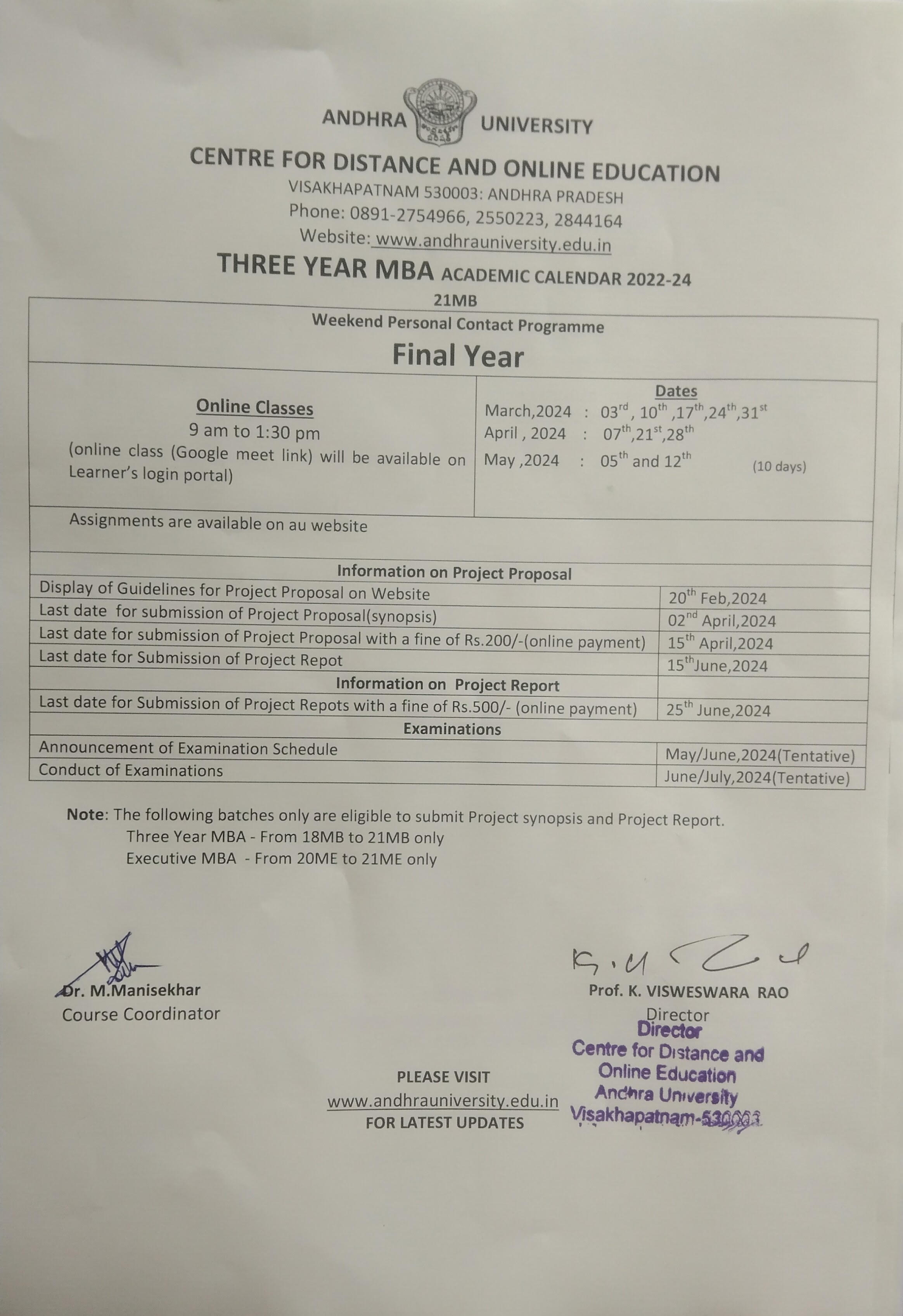 Andhra University | SDE - PG & Professional Programs