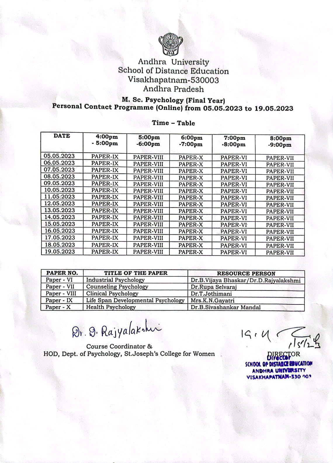 Andhra University | SDE - PG & Professional Programs